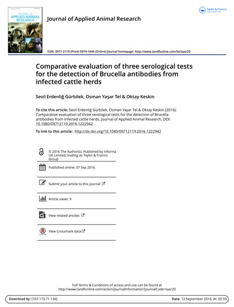 Pdf Comparative Evaluation Of Three Serological Tests For The Detection Of Brucella Antibodies
