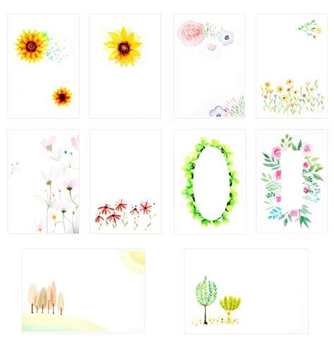 따쟁이공방 수채화 감성 Flower 엽서세트 10매입 캘리그라피엽서 편지지 엽서 일러스트 일러스트엽서 티몬