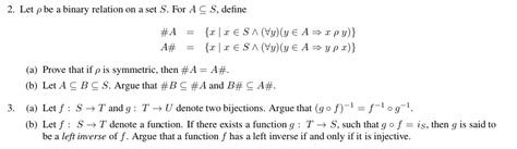 Solved 2 Let ρ Be A Binary Relation On A Set S For A S