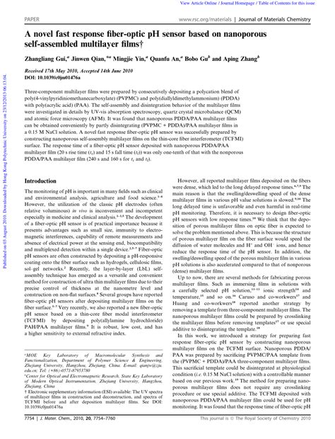 Pdf A Novel Fast Response Fiber Optic Ph Sensor Based On Nanoporous