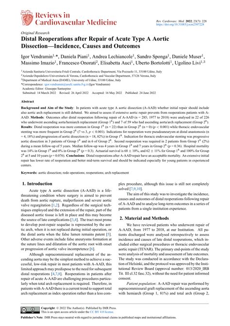 Pdf Distal Reoperations After Repair Of Acute Type A Aortic