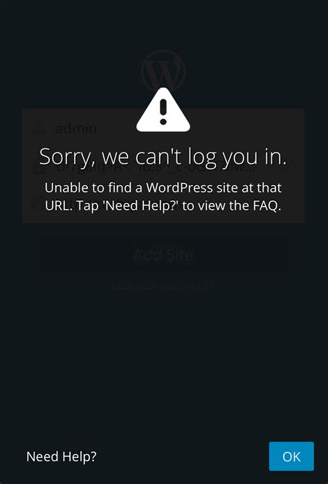 wordpress ios or android mobile app unable to find the site at that url