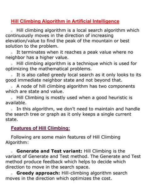 Hill Climbing Algorithm In Artificial Intelligence Pdf