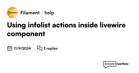 using infolist actions inside livewire component filament