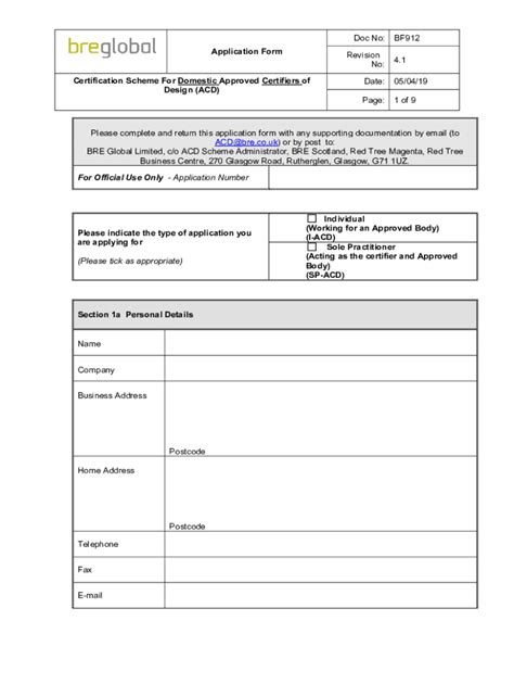 Fillable Online Bf0912 V4 1 Domestic Certifier Application Form Acod