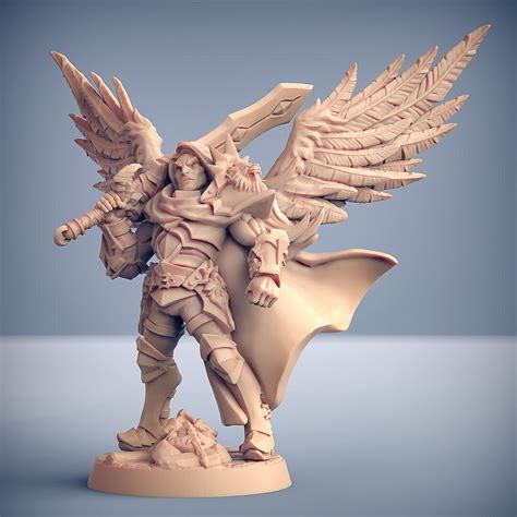 Celestial Fighter With Mount Dnd Miniature Dungeons And Dragons Dandd D And D Warhammer 40k