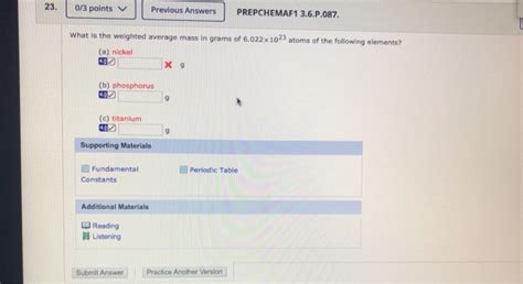 Solved 23 0 3 Points Previous Answers Prepchemaf1