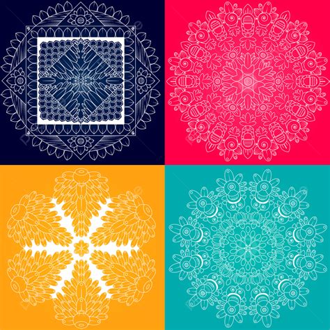 مجموعة تصميم ماندالا فريدة من نوعها الخلفية التوضيح ماندالا ماندالا