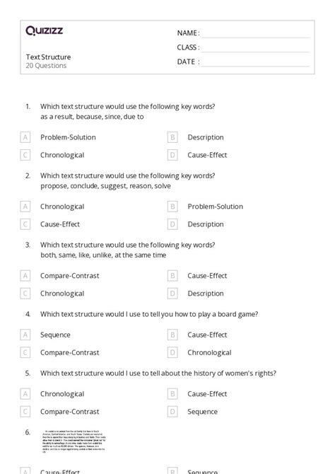 Printable 6th Grade Analyzing Text Structure Worksheets Worksheets Library