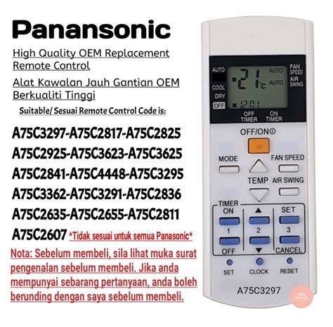 Panasonic Air Conditioner Replacement Remote Control Lazada
