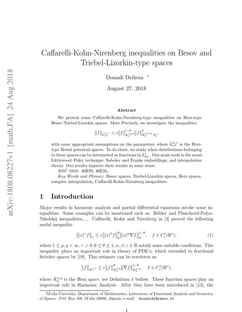Pdf Caffarelli Kohn Nirenberg Inequalities On Besov And Triebel