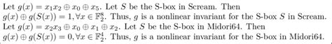 examples of nonlinear invariants nonlinear invariant g x of the s box