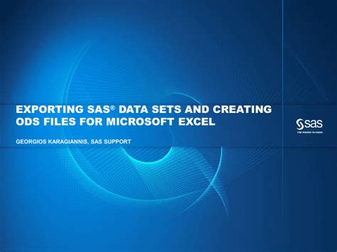 Exporting Sas Data To Excel Ods File Creation