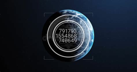 animation of data processing and scope scanning over globe stock