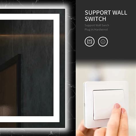 dimmable backlit led bathroom mirror with anti fog and memory function