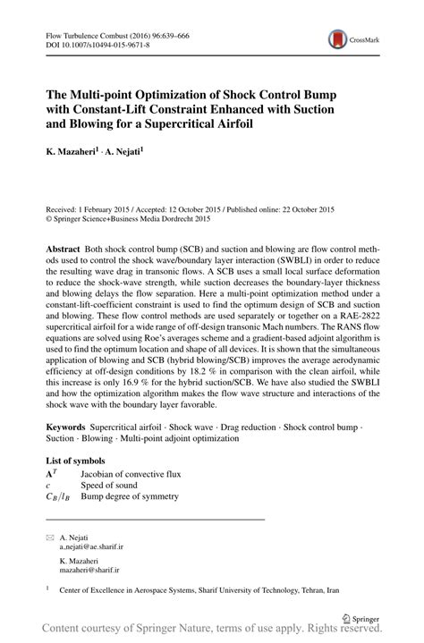 The Multi Point Optimization Of Shock Control Bump With Constant Lift