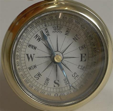 Antique English Brass And Sterling Silver Pocket Watch Compass Circa