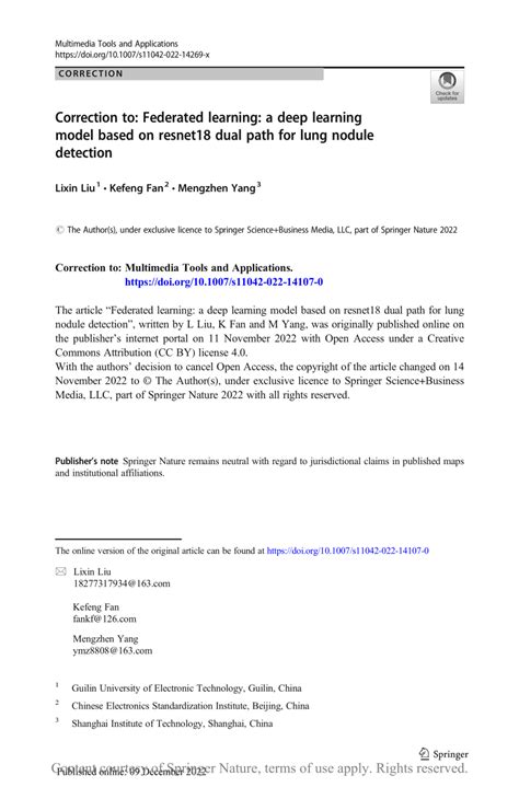 Correction To Federated Learning A Deep Learning Model Based On