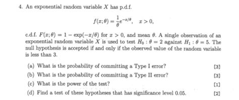 4 An Exponential Random Variable X Has Pdf X07 X0 Cdf Fx0