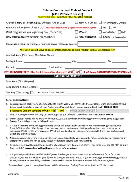 Fillable Online Referee Contract Annual Referee Contract Fax Email