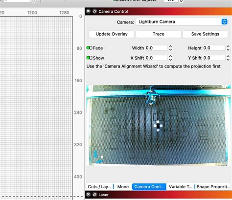 lightburn not retaining alignment calibration lightburn software