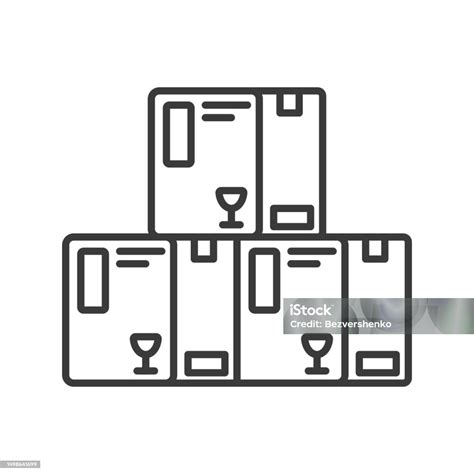 배달 상자 줄 아이콘입니다 골판지 상자 라인 스타일 기호입니다 소포 상자 포장 개요 벡터 아이콘입니다 기호 로고 그림 벡터