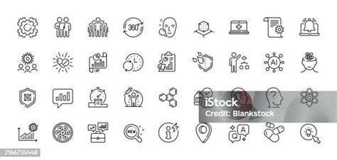 백신 보호 증강 현실 및 Seo 기어 라인 아이콘 팩 웹앱의 경우 선 아이콘 벡터 Qr코드에 대한 스톡 벡터 아트 및 기타 이미지 Qr코드 가득 찬 건강관리와 의술