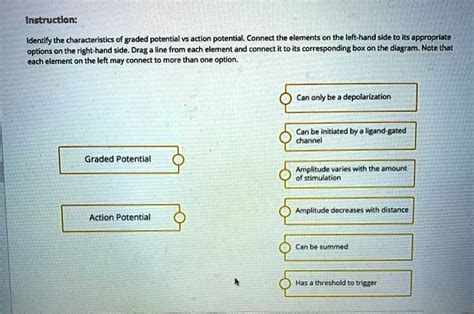 Solved Instructions Identify The Characteristics Of Graded Potential Vs Action Potential