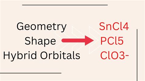 Determine Geometry Shape And Hybrid Orbitals For Sncl4 Pcl5 Clo3 Chlorate Ion Neet Jee