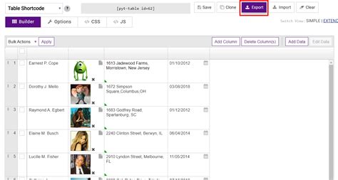 Export Data Table In Excel Pubydoc Data Tables And Charts Wordpress