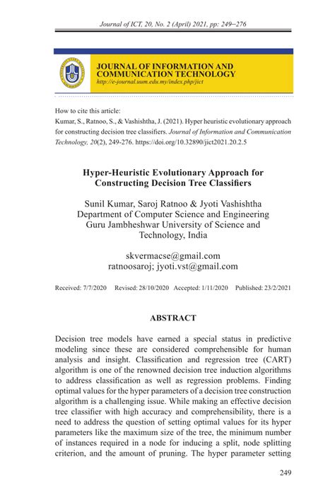 Pdf Hyper Heuristic Evolutionary Approach For Constructing Decision Tree Classifiers