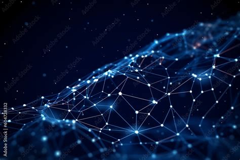 Abstract Blue Digital Technology Background Of Dots And Lines Concept For Neural Network