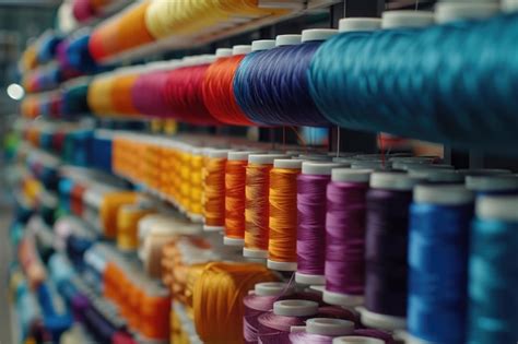 Premium Photo Different Color Threads On Rows In The Store