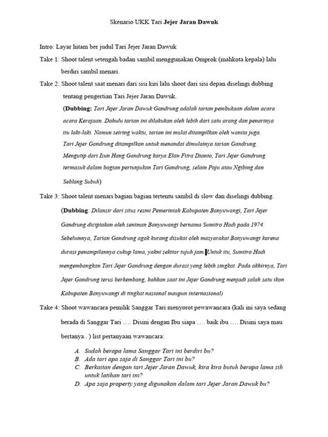Skenario Ukk Tari Jejer Jaran Dawuk Banyuwangi Pdf