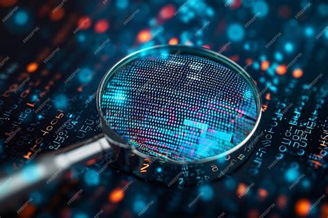 Premium Ai Image Security Scrutiny Biometrics Authentication Technology Under Magnifying Glass