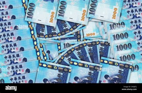 Taiwan Dollar Banknotes In A Cash Fan Mosaic Pattern Taiwanese 1000