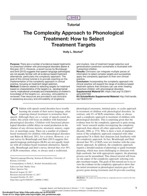 The Complexity Approach To Phonological Treatment Pdf Syllable