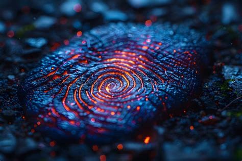 Enigmatic Glowing Fingerprint In Cyberpunk Setting For Futuristic Design Concepts Generative Ai
