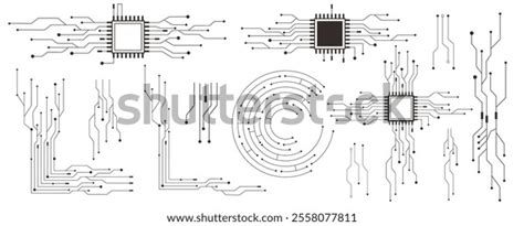 Circuit Board Line Microchip Software Integrated Stock Vector Royalty