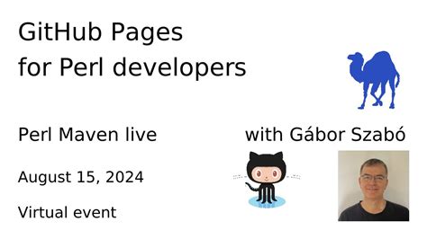 Perl Maven On Linkedin Github Pages For Perl Developers Starts In 2 Hours D7phftte
