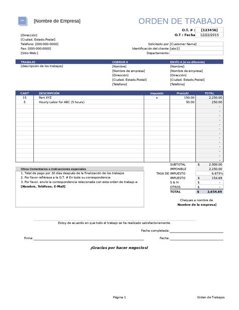 Orden De Trabajo Para Taller Mecanico Ejercicios De Mecánica Docsity