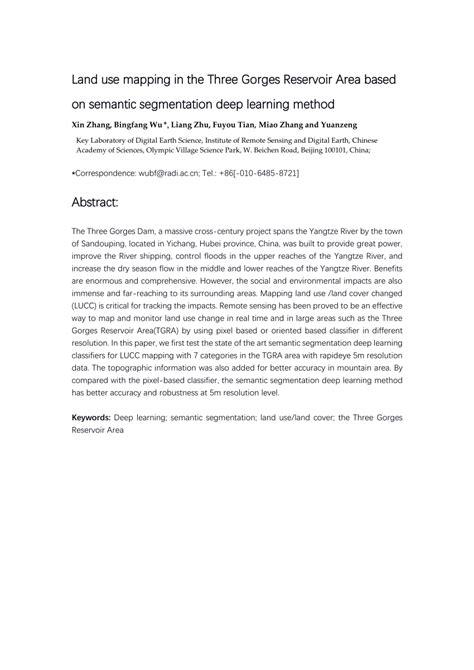 Pdf Land Use Mapping In The Three Gorges Reservoir Area Based On Semantic Segmentation Deep