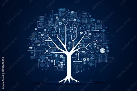 Detailed Schematic Representation Of A Tree Structure For Educational And Design Purposes Stock