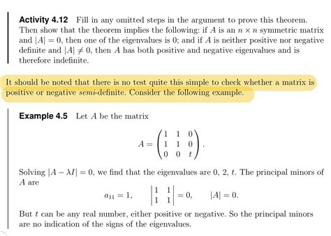 Mathematical Economics Semi Definite Test Of A Matrix Economics