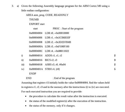 Solved 3 A Given The Following Assembly Language Program