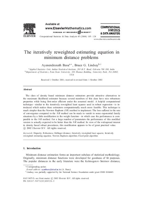 pdf the iteratively reweighted estimating equation in minimum