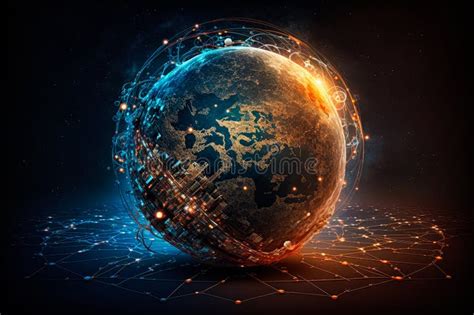 Globe With Network Of Dots Around It Generative Ai Stock Illustration