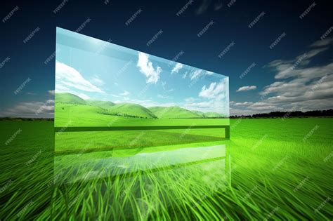 배경에 녹색 풍경이 있는 Tv 화면 프리미엄 Ai 생성 이미지