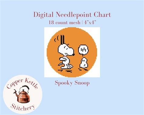 Snoopy Snoop Digital Needlepoint Chart 18 Mesh Etsy