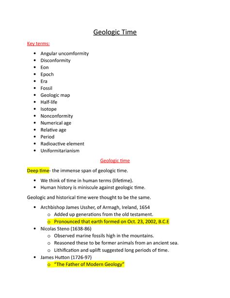 Geologic Time Physical Geology Geologic Time Key Terms Angular